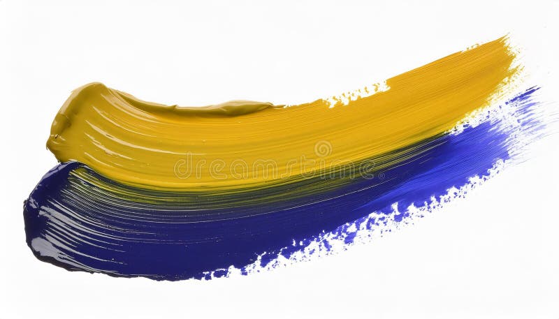 Yellow and Blue Paint Forming an Abstract Shape with Copy Space Stock ...