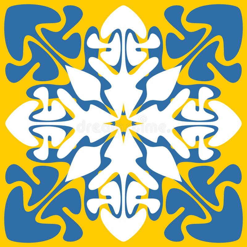Yellow Blue Pattern for Tiles Talavera Spanish Style, Geometric Angular ...