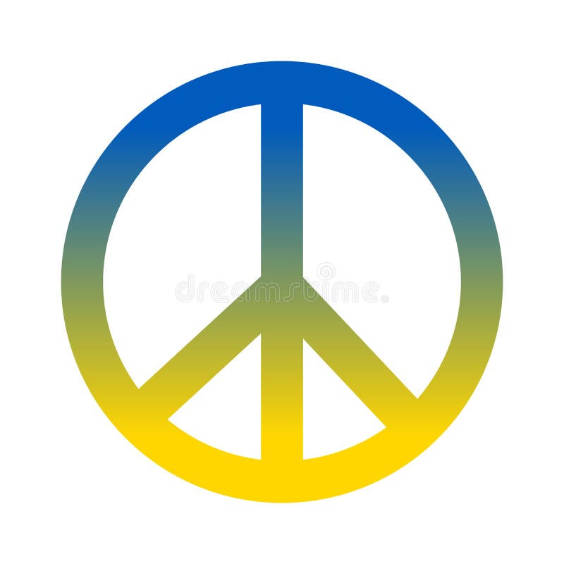 Yellow Blue Peace Symbol Thick Line, Vector Stock Vector - Illustration ...