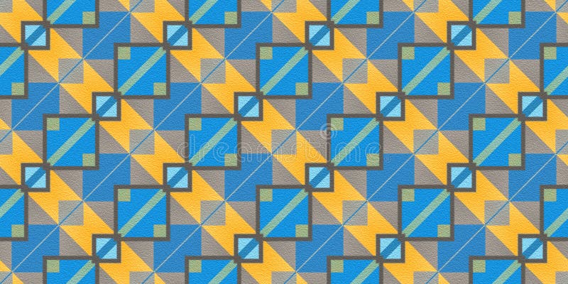 Yellow Blue Seamless Modern Maya Pattern Background Stock Illustration ...
