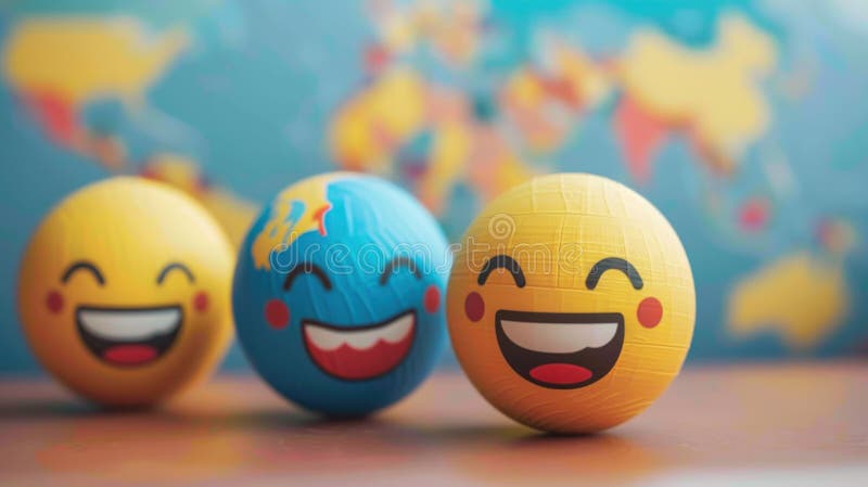 Yellow and Blue Smiley Emoji Ball Stock Illustration - Illustration of ...