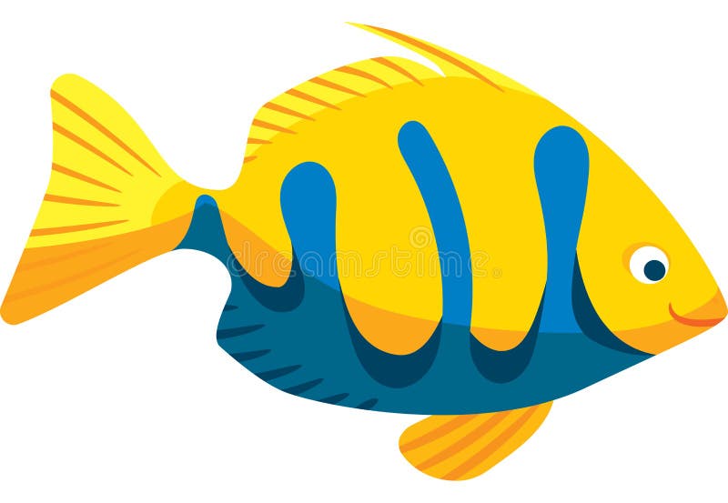 Yellow and Blue Smiling Fish Stock Illustration - Illustration of flat ...