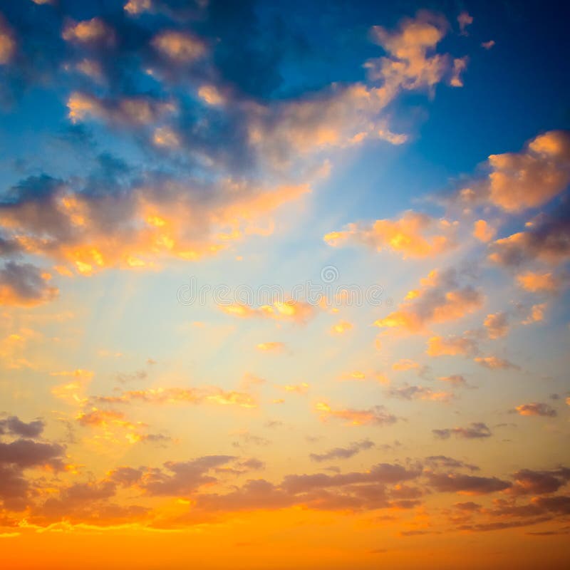 Yellow Blue Sunrise Sky with Sunlight Stock Photo - Image of sunshine ...
