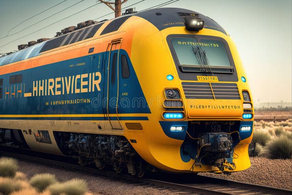 Yellow and Blue Train. Generative AI Stock Illustration - Illustration ...