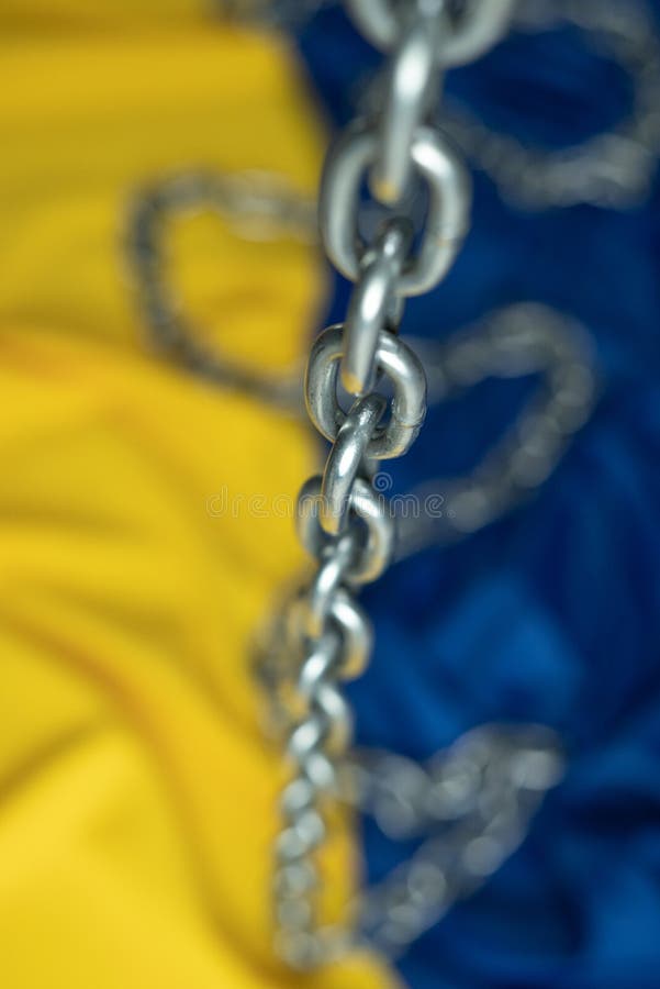 Yellow and Blue Ukrainian Flag with Chain Stock Photo - Image of ...