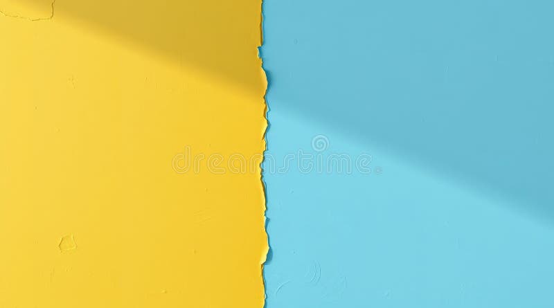 Yellow and Blue Wall with a Torn Paper Effect and Subtle Shadow Play ...