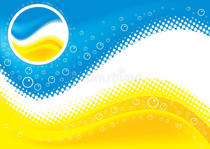 Blue And Yellow Bubble With Line Art Dot Background Stock Vector ...