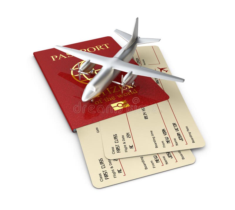Yellow Boarding Pass with Passport, 3d Illustration Isolated White ...