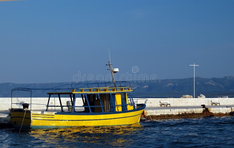 Yellow boat stock photo. Image of island, docked, hvar - 975842