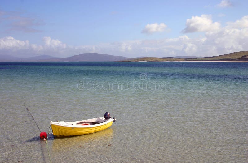 Yellow boat by the beach stock photo. Image of rusty, sand - 4065462