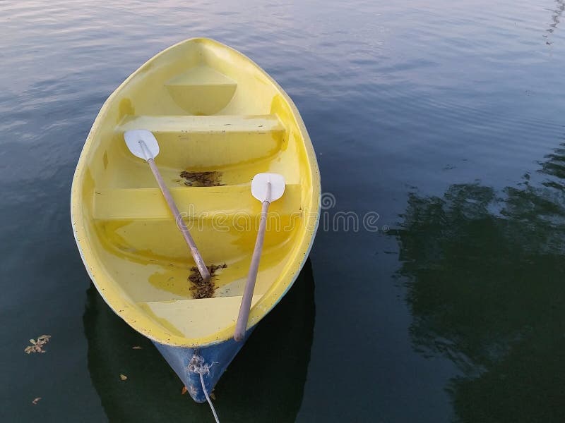 Yellow Boat on the lake stock image. Image of ror9, thailand - 84441499
