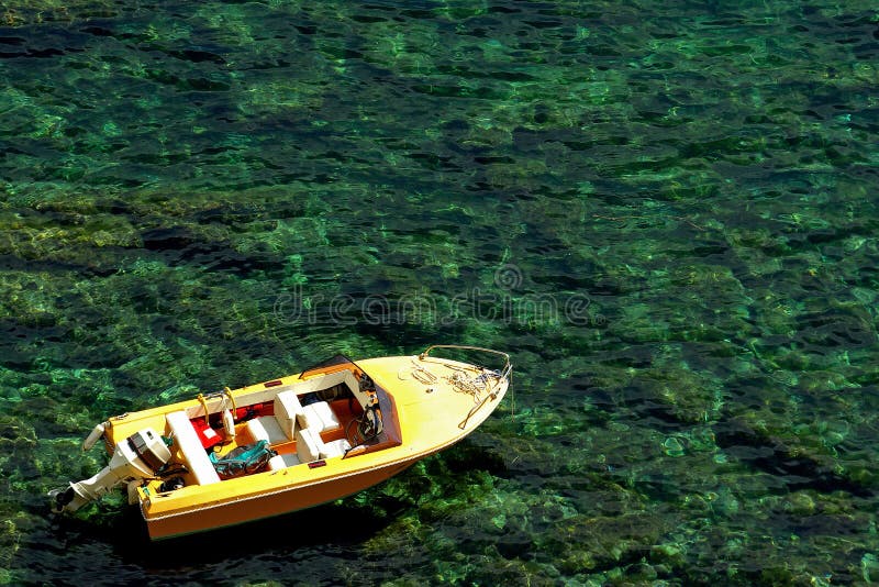 Yellow boat stock image. Image of sunny, yellow, wavelet - 41635833