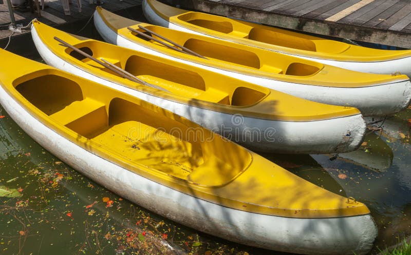 Yellow Boat Rowing stock image. Image of vessel, kayak - 97762583