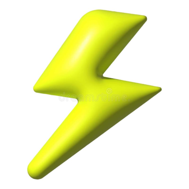 Yellow Bolt Icon 3d Cartoon Vector. Flash Power Stock Vector ...