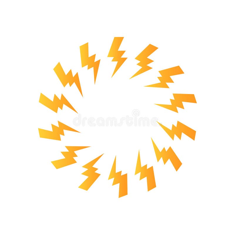 Yellow Bolt Zap Circle Frame. Stock Illustration - Illustration of ...