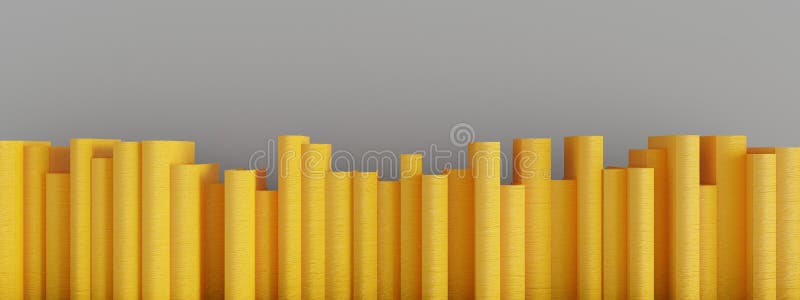 Yellow Books Stacked Vertically on Gray Wall Stock Illustration ...