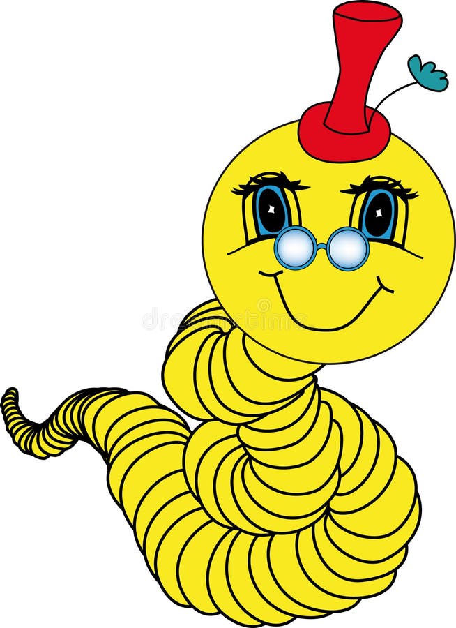 Yellow Bookworm with a Friendly Smile Stock Illustration - Illustration ...