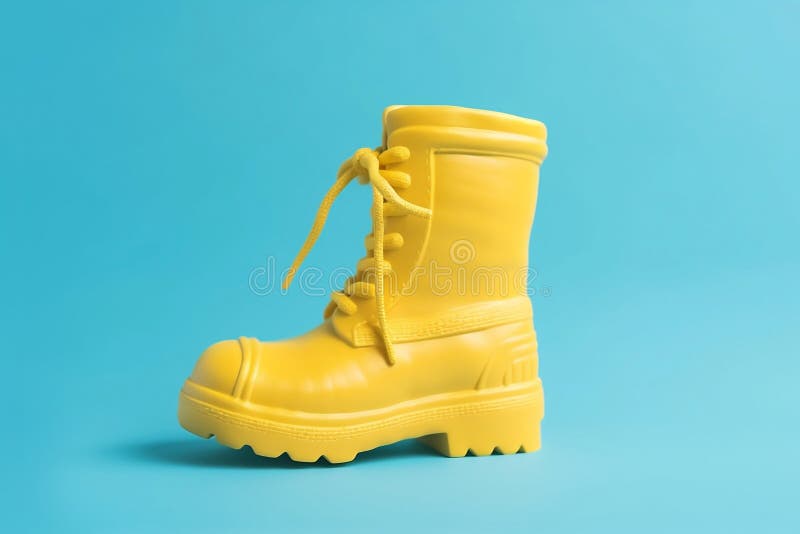 Yellow Boot on Blue Background. Generative AI Stock Illustration ...