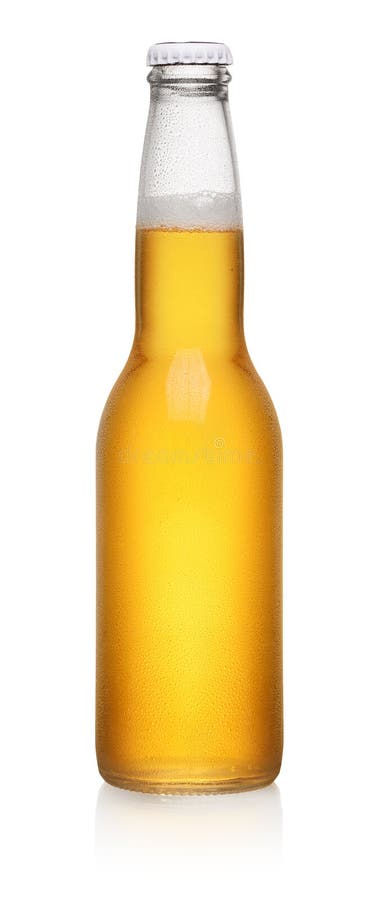 Transparent Yellow Beer Bottle Isolated on White Background Stock Image ...
