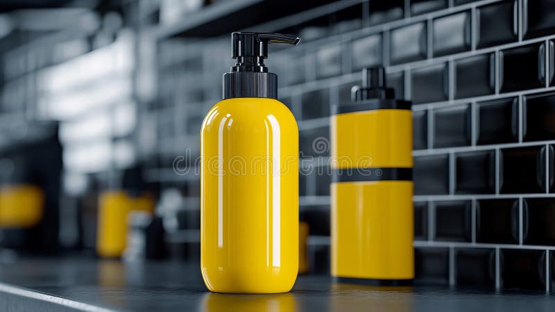 Yellow Bottle Sitting Top Counter Bathroom Stock Photos - Free ...