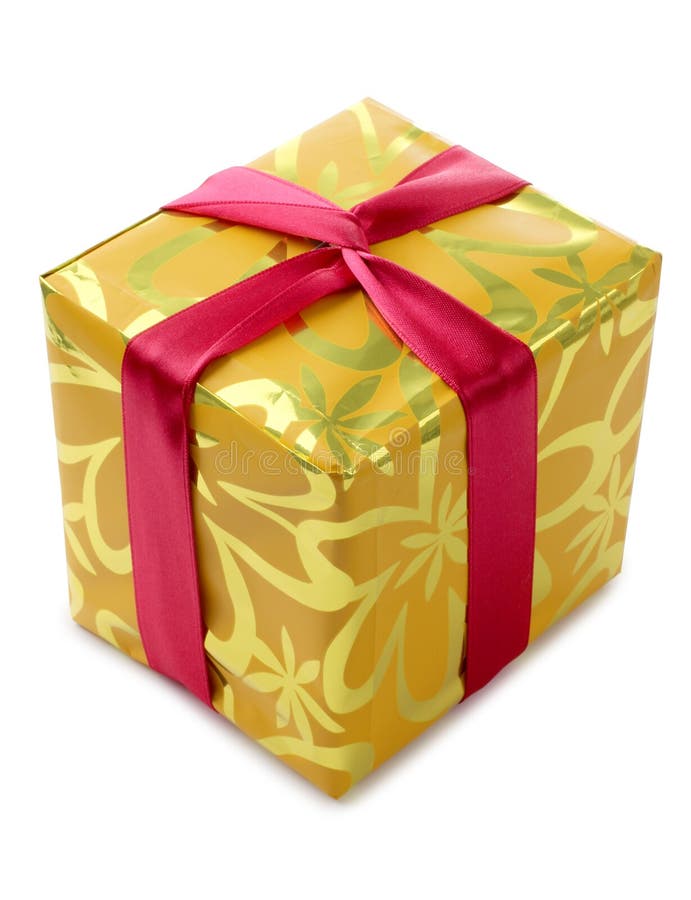 Yellow box and ribbon stock photo. Image of marketing - 21079630