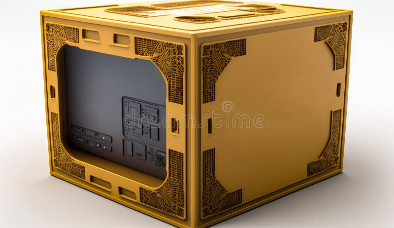 Yellow Box with Black Screen Inside. Generative AI Stock Illustration ...
