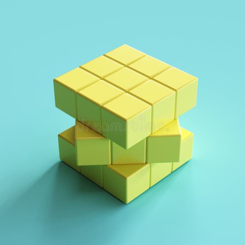Yellow Box Cube on Blue Background. Minimal Concept Idea Editorial ...