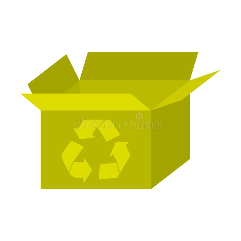 Yellow Box Open with Recycle Symbol Icon Stock Illustration ...