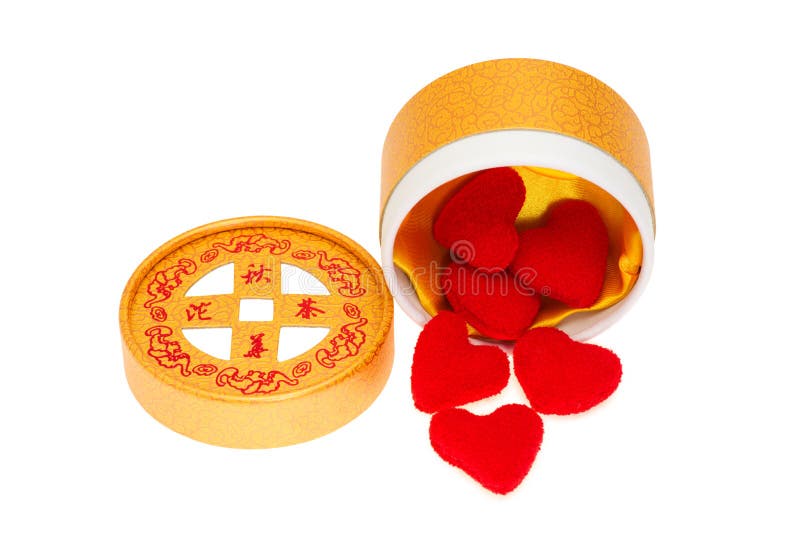 Yellow box with red hearts stock image. Image of decoration - 24113247