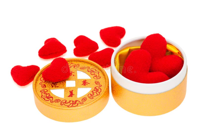 Yellow box with red hearts stock image. Image of surprise - 24113253