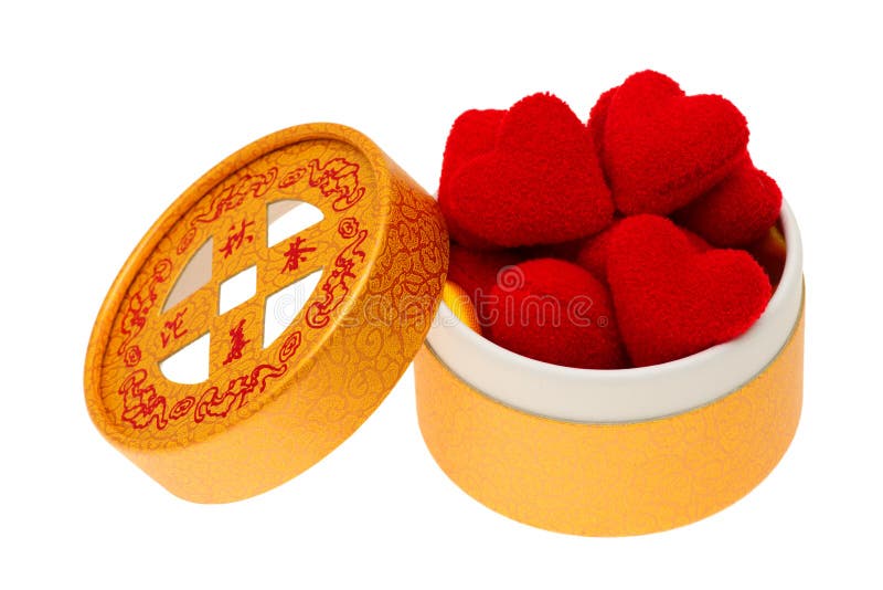 Yellow box with red hearts stock photo. Image of funny - 24113258