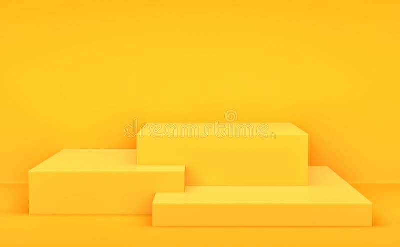 Yellow Boxes, Product Display Stand on Orange Background Stock ...