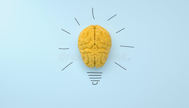 Yellow Brain on Blue Clear Background Yellow Brain on Blue Clear ...