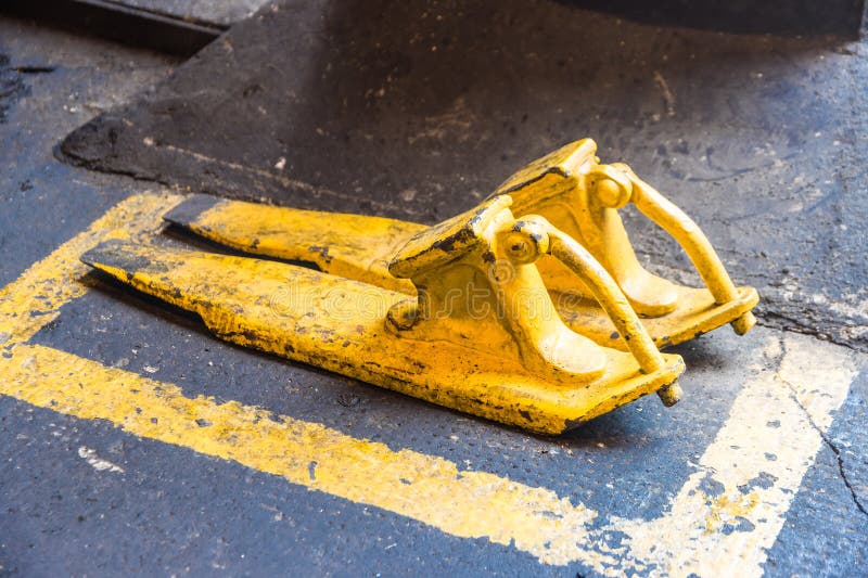 Yellow Break Shoe in a Depot Stock Photo - Image of transport, brake ...