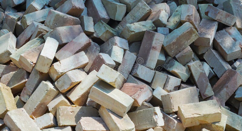 Yellow Brick Piled Up on the Ground Stock Image - Image of structure ...