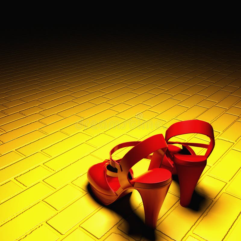 Yellow Brick Road Red Shoes Stock Illustration - Illustration of road ...