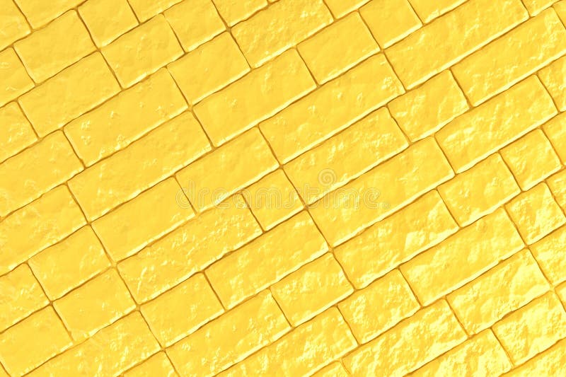 A Yellow Brick Wall. 3D Illustration Stock Illustration - Illustration ...