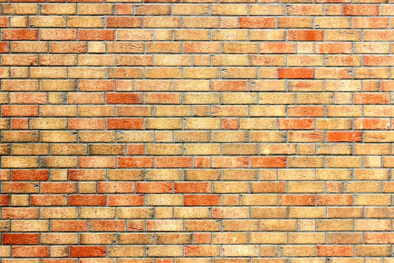 Yellow Brick Wall with Red Bricks Stock Image - Image of wall, vintage ...