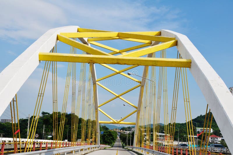 Yellow Bridge in Nakornsawan Province,Thailand. Stock Photo - Image of ...