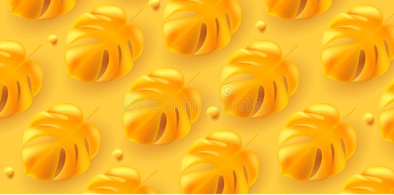 Yellow Bright Background with Mono Color Yellow Tropical Large 3d ...