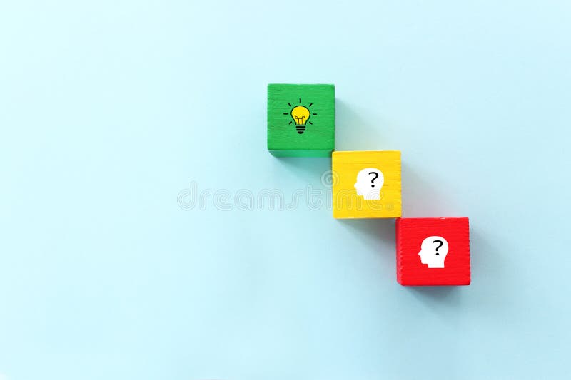 Yellow Bright Light Bulb and Question Mark Over Blue Background Stock ...