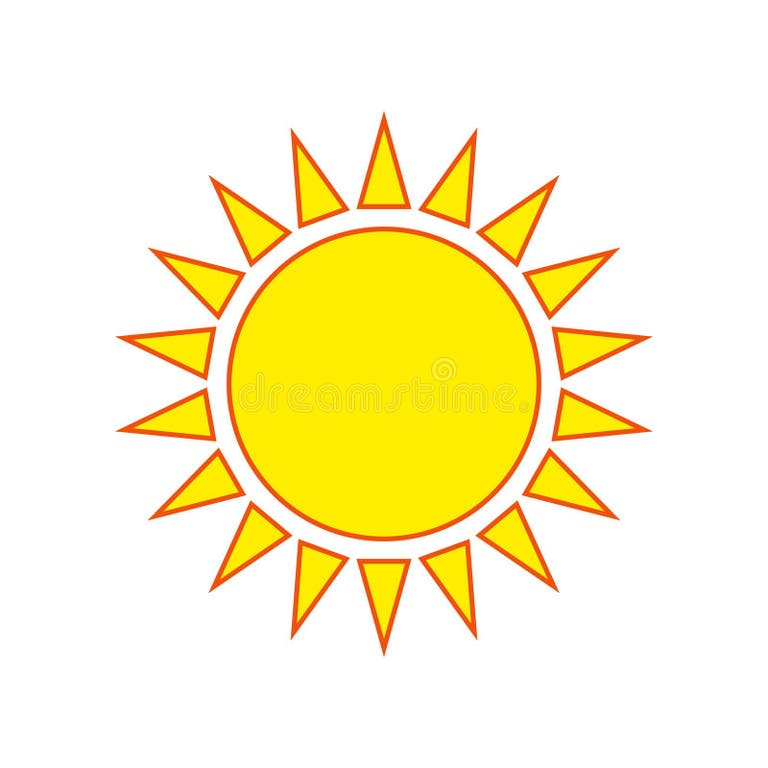 Yellow Bright Sun with Rays. Bright Yellow Sun with a Round Central ...