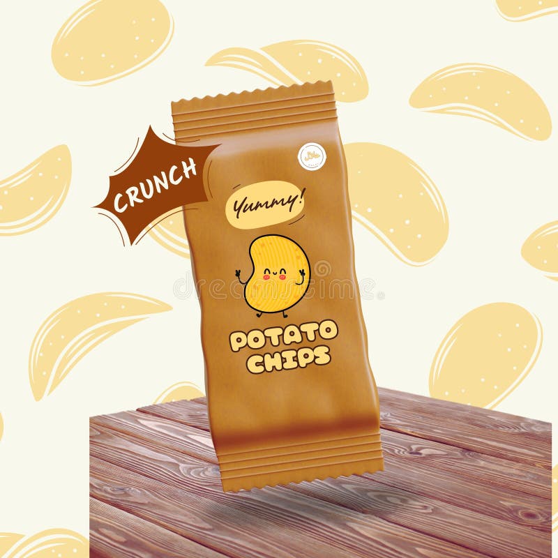 Yellow Brown Cute Illustration Snack Mock Up Packaging Pinterest Pin ...