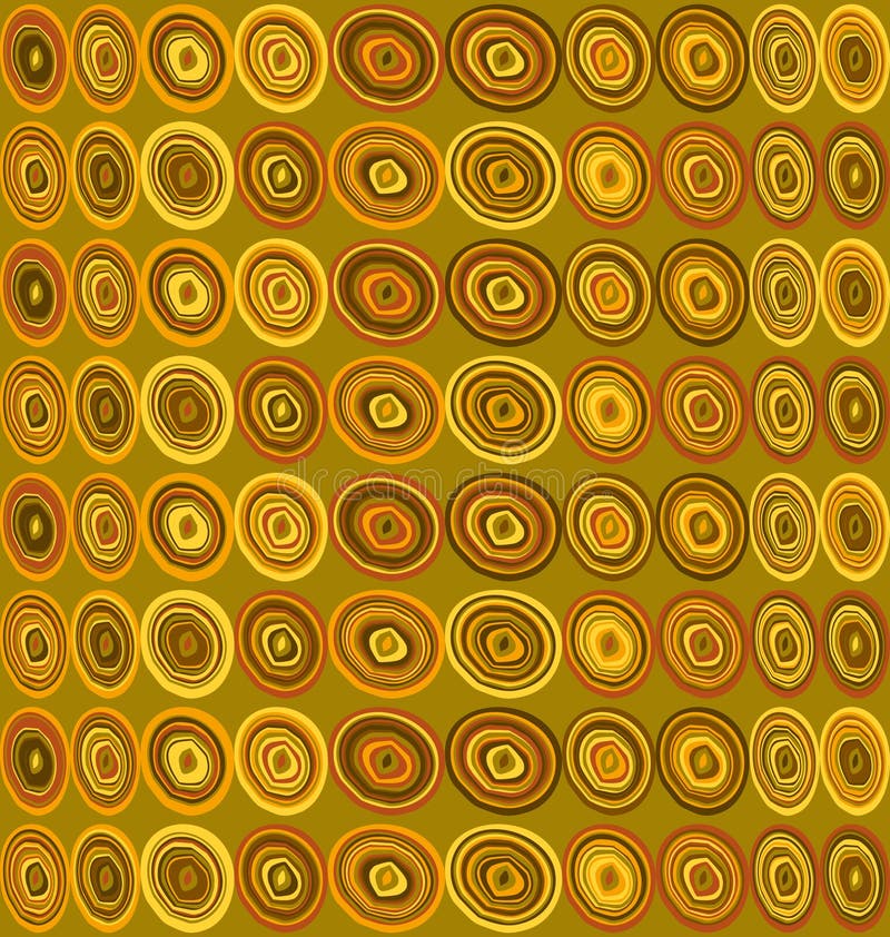Yellow Brown Gold Abstract Pattern of Uneven Circles. Stock Vector ...