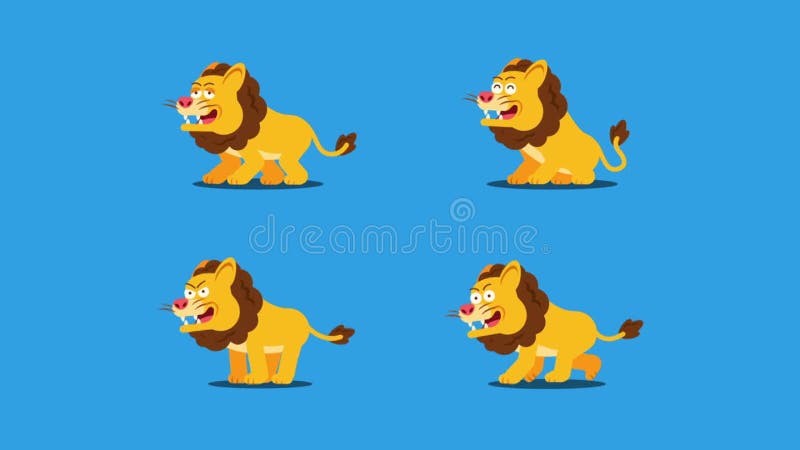 Yellow Brown Lion Cartoon Character Stock Footage - Video of yellow ...