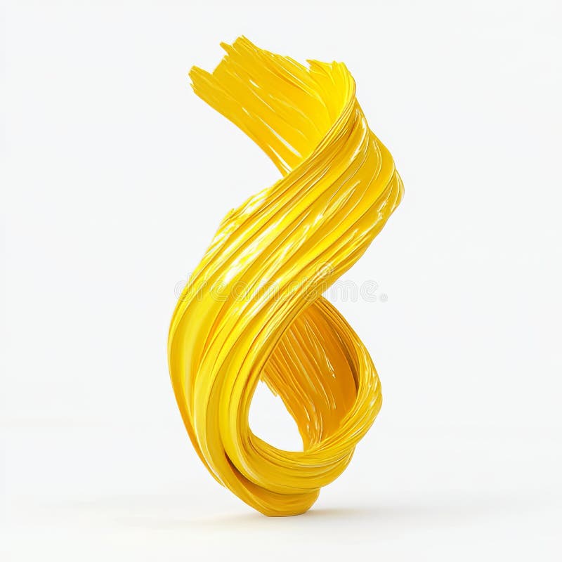 Yellow Brush Stroke on White Background, Abstract Artistic Element for ...