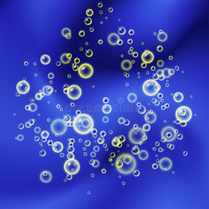 Yellow Bubbles on Blue Background Stock Vector - Illustration of glass ...