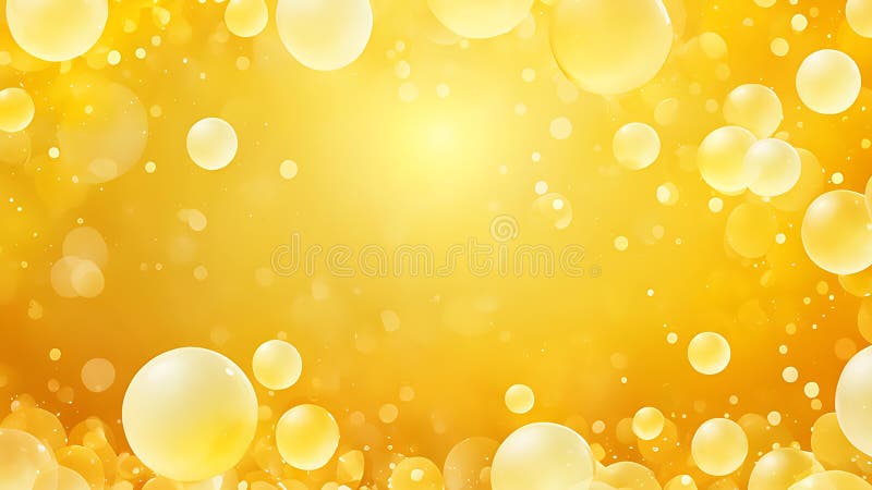 Yellow Bubbles Floating on a Bright Yellow Background. Abstract ...