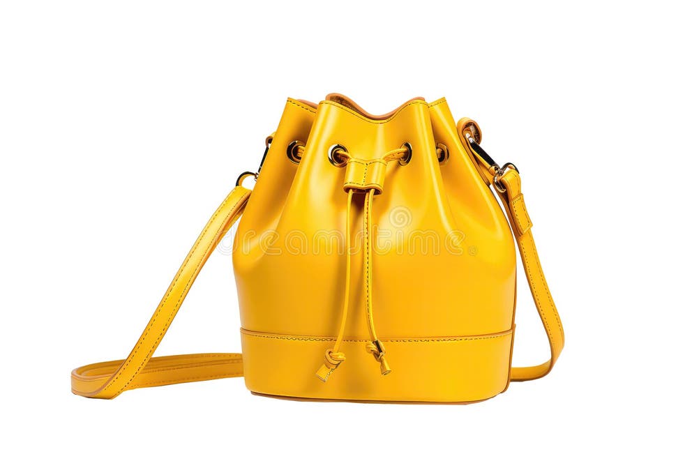 Yellow Bucket Bag on White Background Stock Illustration - Illustration ...