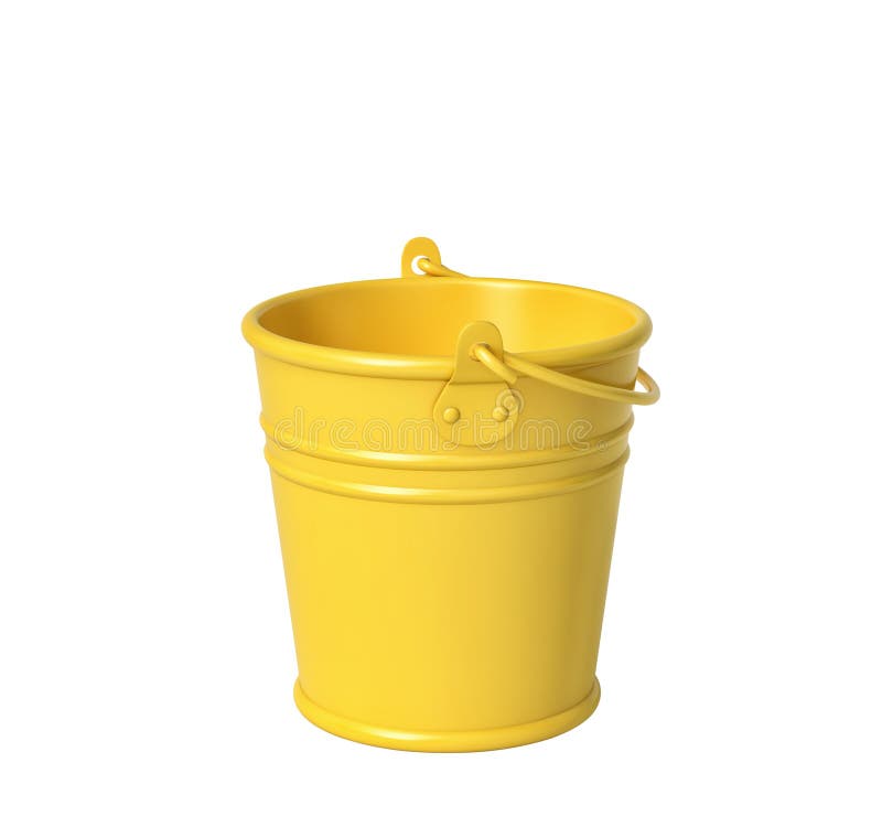 Yellow Bucket. Element of Cleaning House. Object with Handle. Puddle of ...